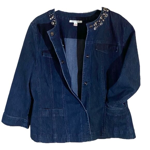 JM Collection | Jackets & Coats | Embellished Jm Collection Denim Blue ...